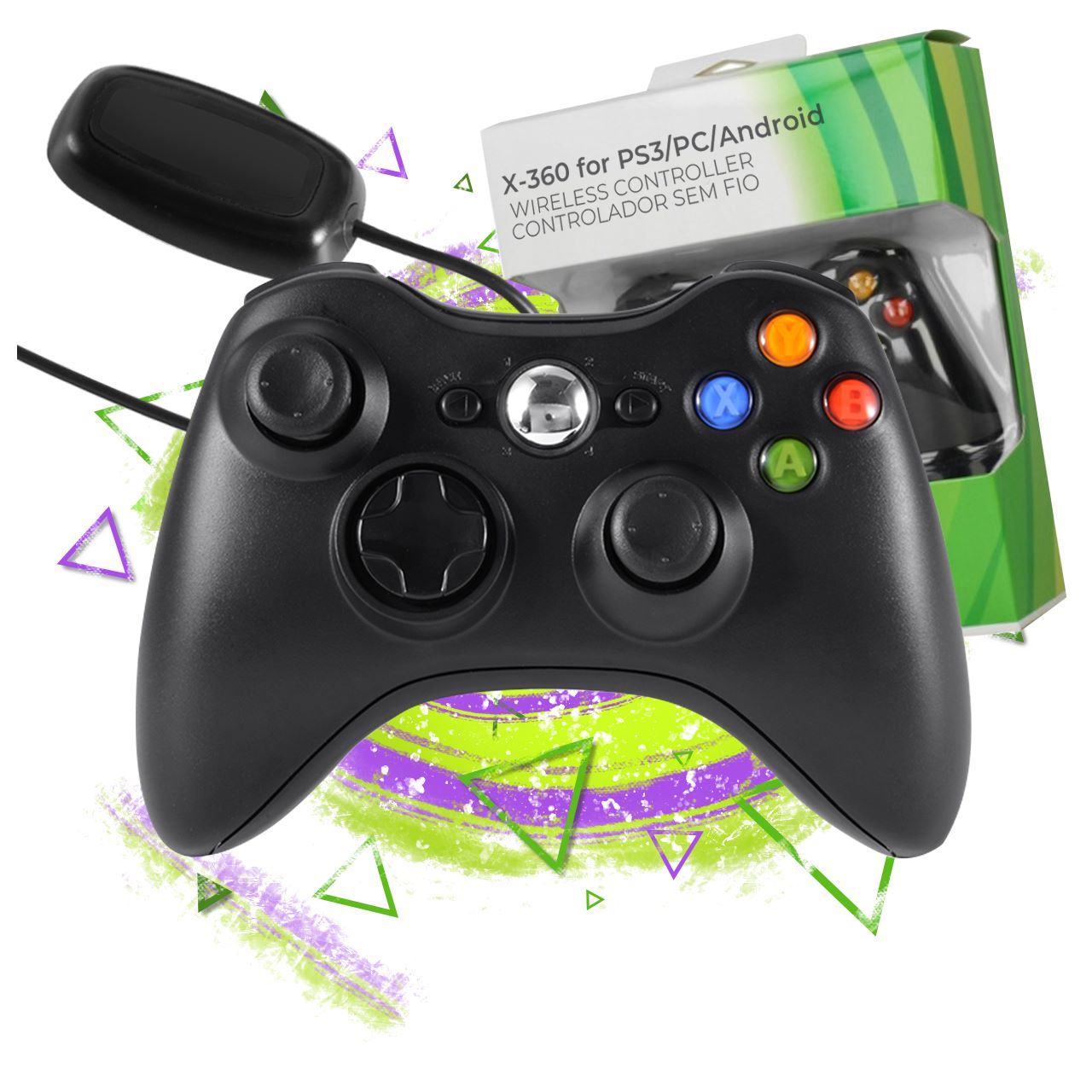 Controler wireless Xbox 360 Dualshock, 2.4GHz PC / Windows, Negru - eMAG.ro