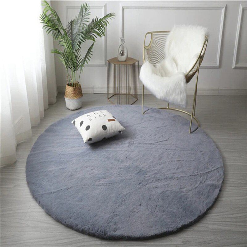 Covor Rabbit, Gri inchis 150 cm rotund, Poliester - eMAG.ro