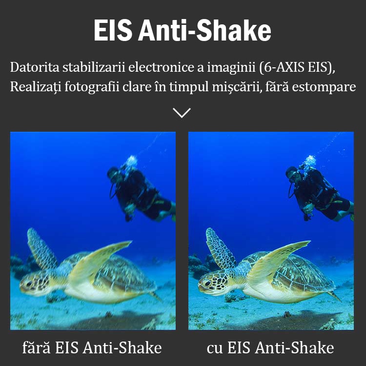Екшън камера с двоен екран на HouDeOS™, 6-AXIS EIS Anti-Shake, Запис до ...