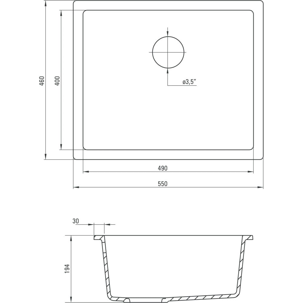 Chiuveta bucatarie, Deante, Granit/Sticla, Suspendat, 550 x 460 x 190 ...