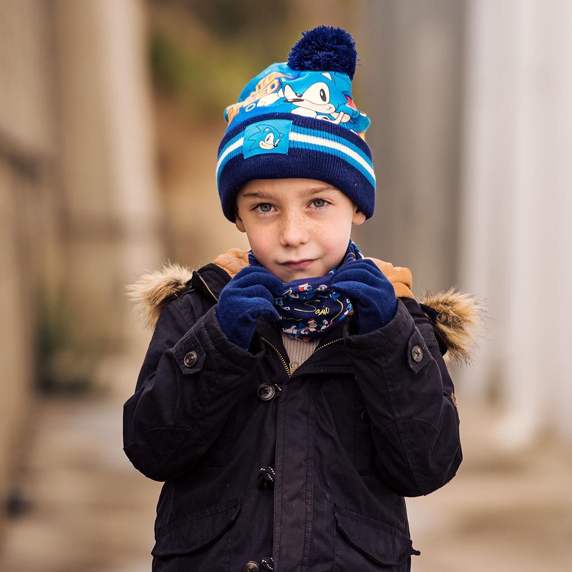 Set caciula-fular-manusi Sonic, Masura Unica, Albastru - eMAG.ro