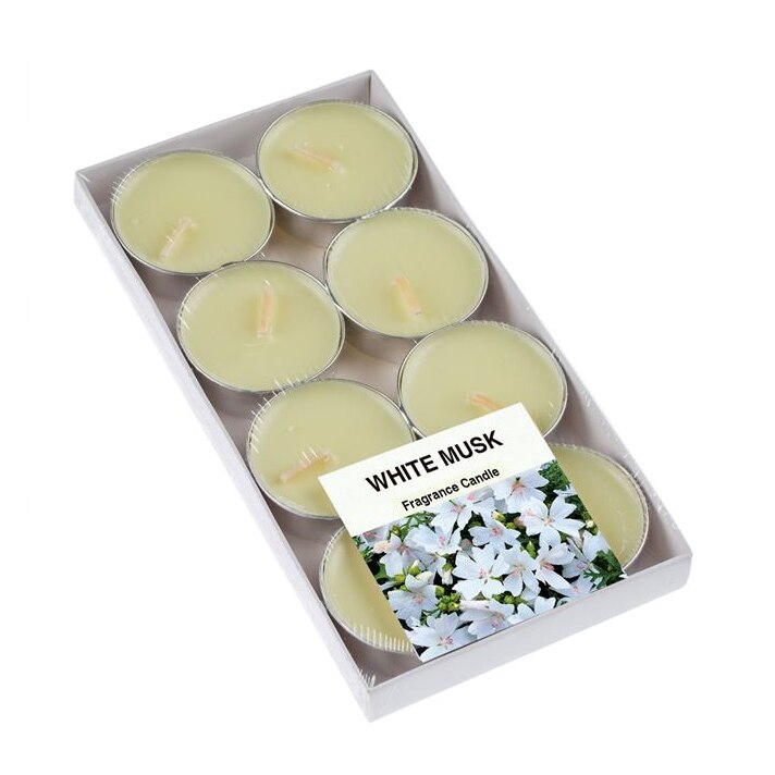 Lumanari cu aroma de mosc alb, timp de ardere 2,5 h, Alb, 8 buc - eMAG.ro