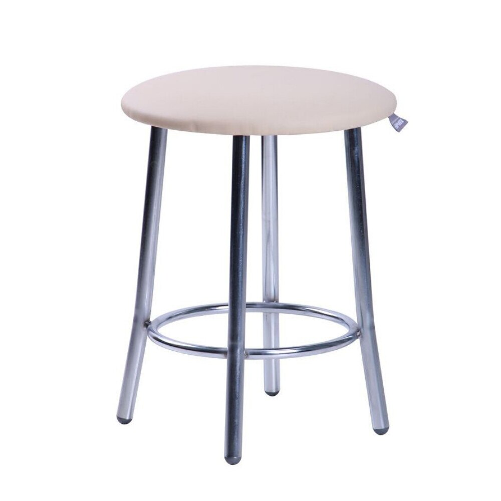 Scaun dining de tip taburet Talli Chrome, piele ecologica, crem - eMAG.ro