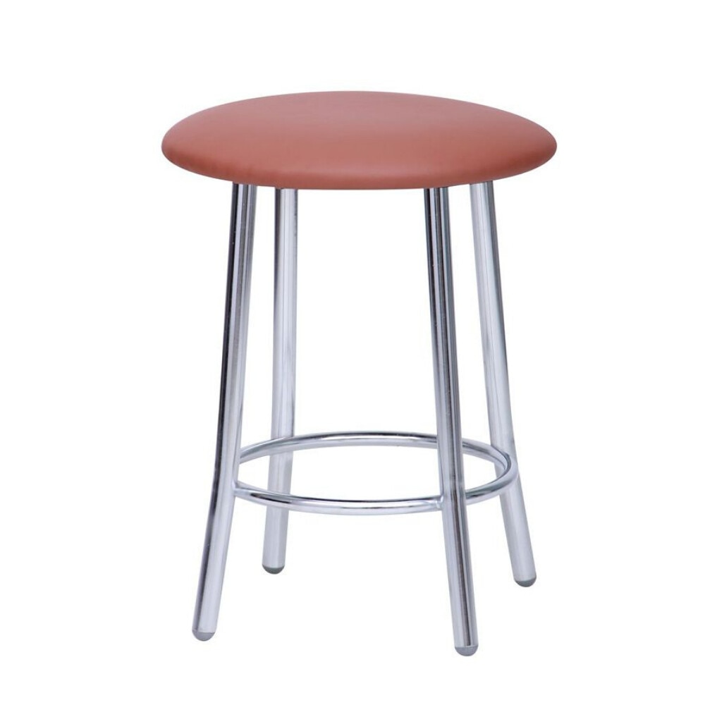 Scaun dining de tip taburet Talli Chrome, piele ecologica, maro - eMAG.ro