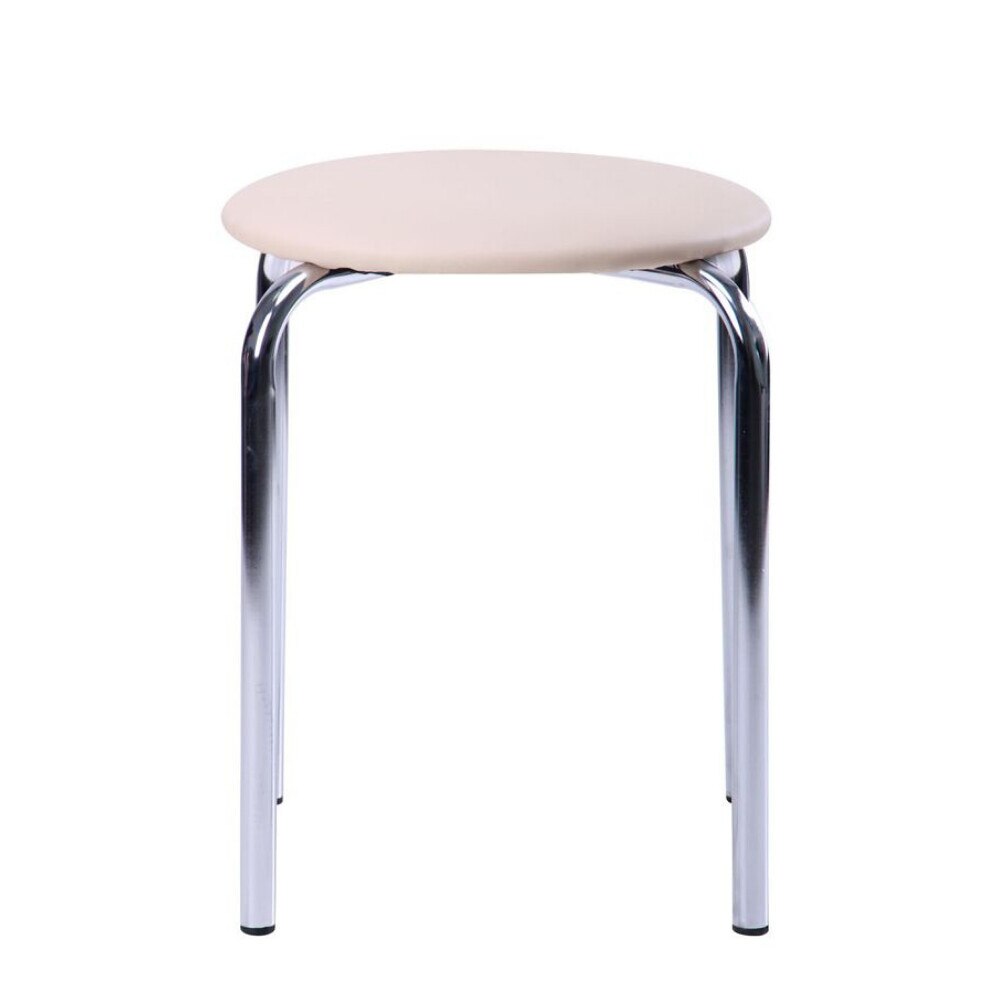 Scaun dining de tip taburet Sofi Chrome, piele ecologica, crem - eMAG.ro