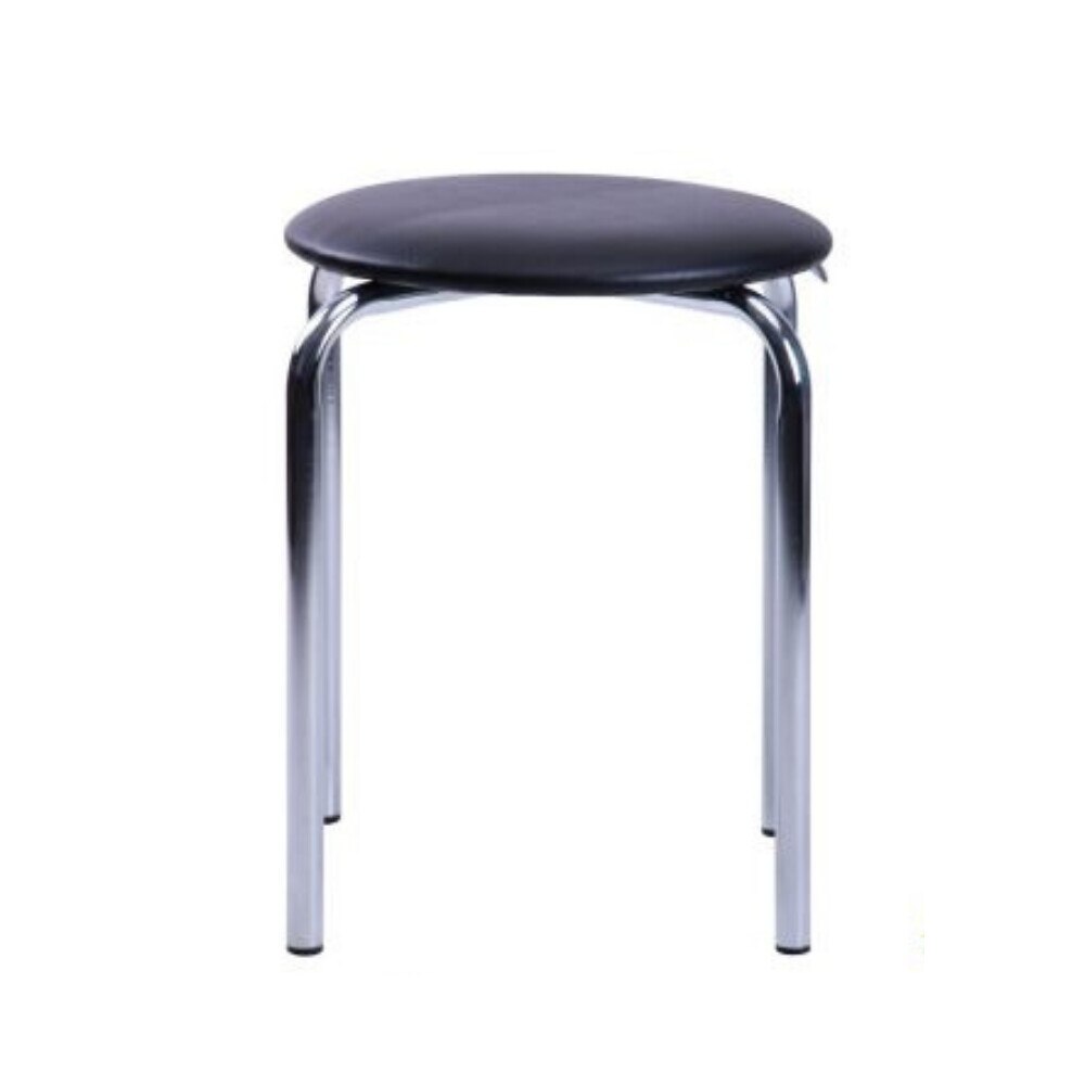 Scaun dining de tip taburet Sofi Chrome, piele ecologica, negru - eMAG.ro