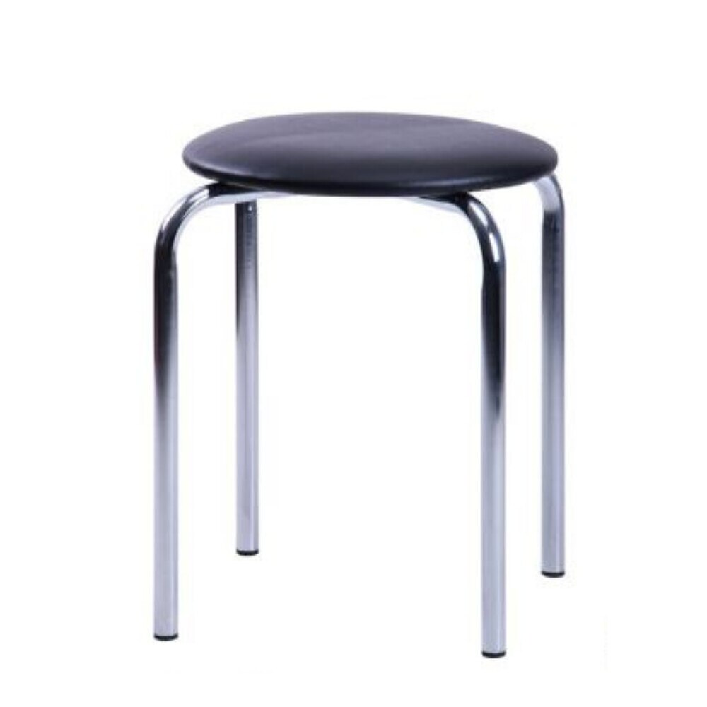 Scaun dining de tip taburet Sofi Chrome, piele ecologica, negru - eMAG.ro