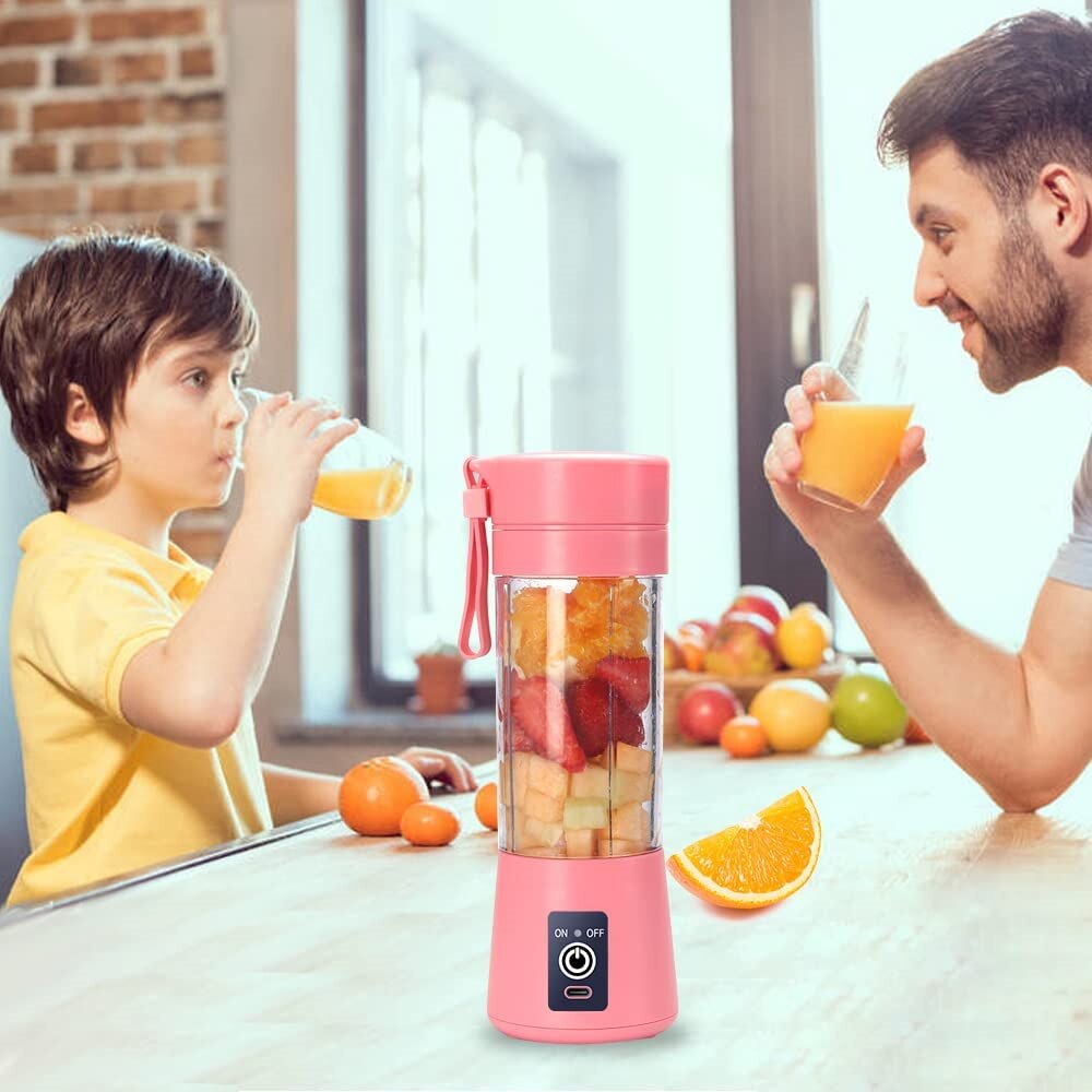 Mixer portabil, 6 lamele 3D din otel japonez, 380 ml, pentru Smoothie ...
