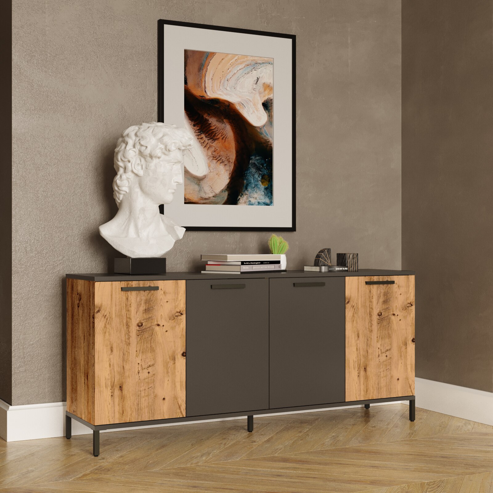 Comoda Inalta Work Art Deco, H 71.8 x L 40 x l 160, PAL 18mm, Pin ...