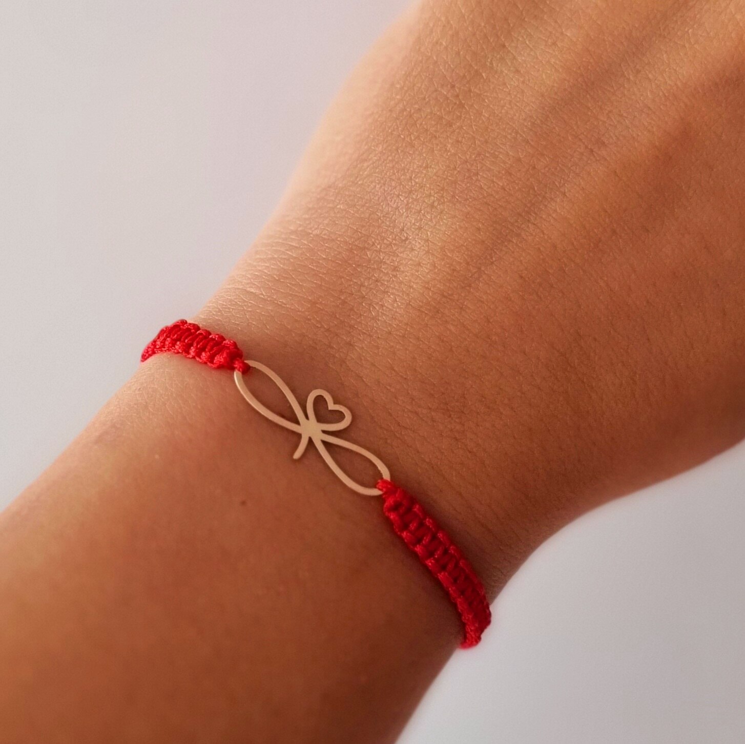 Bratara cu snur inima si infinit aur 14k, 15 cm reglabila - eMAG.ro