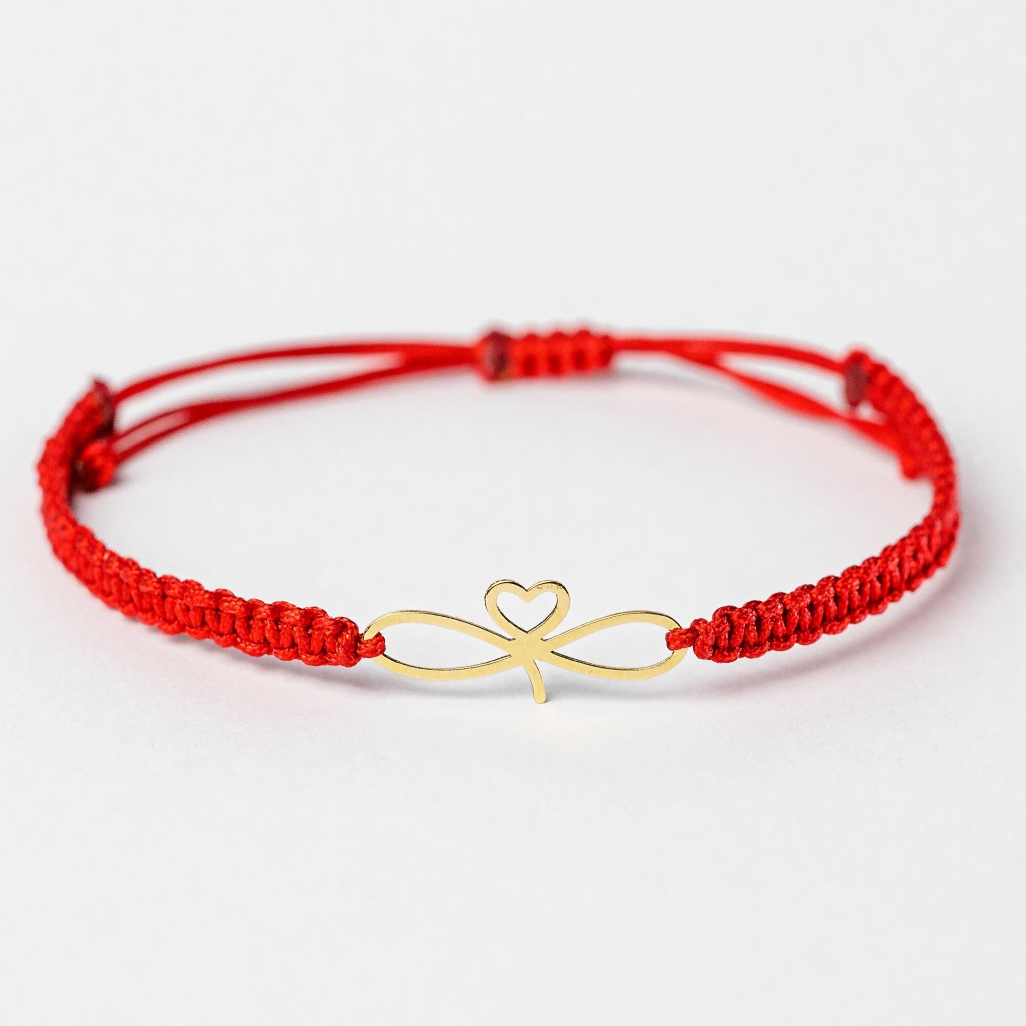 Bratara cu snur inima si infinit aur 14k, 15 cm reglabila - eMAG.ro