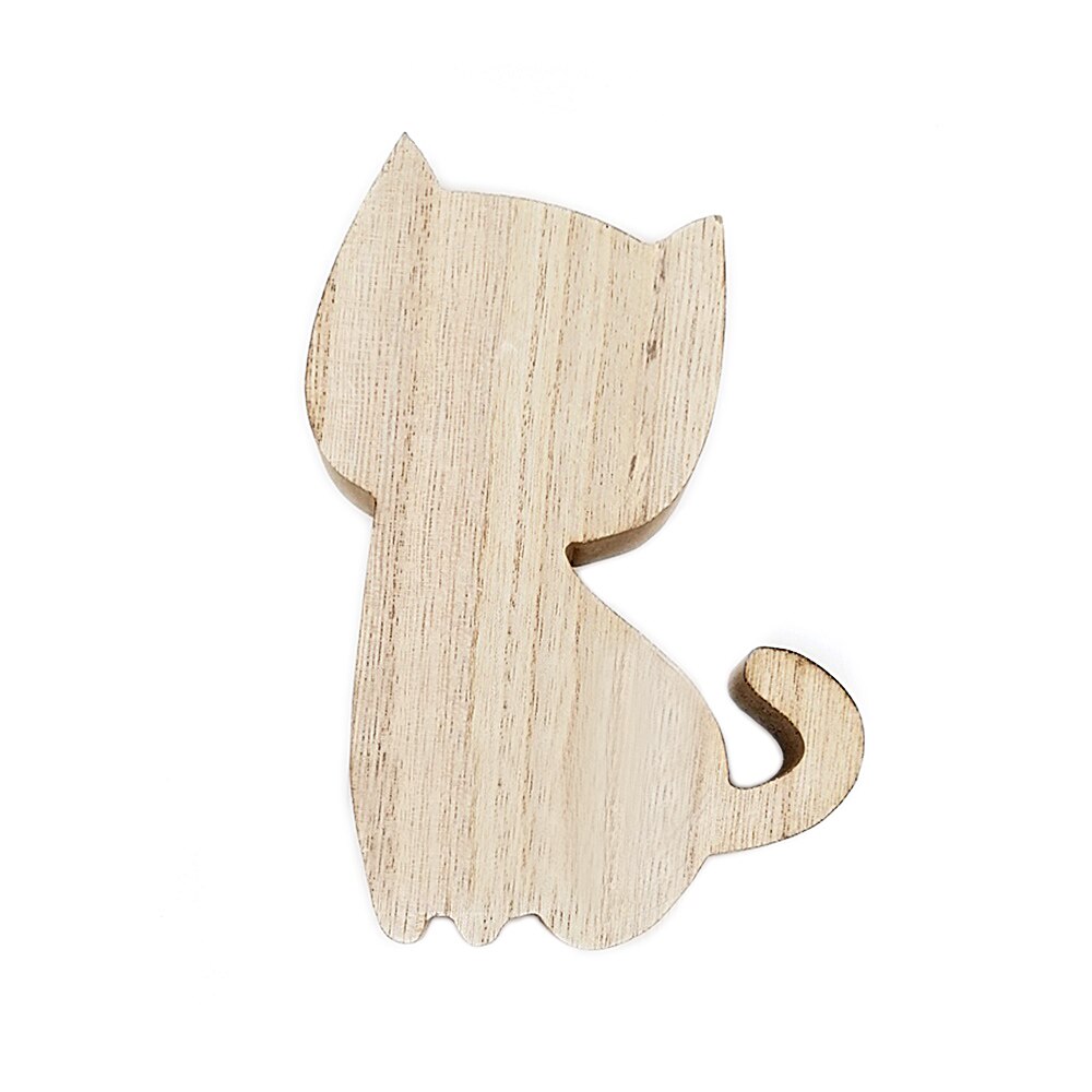 Decoratiune pisica alba din lemn cu pete inimioare 15 cm - eMAG.ro