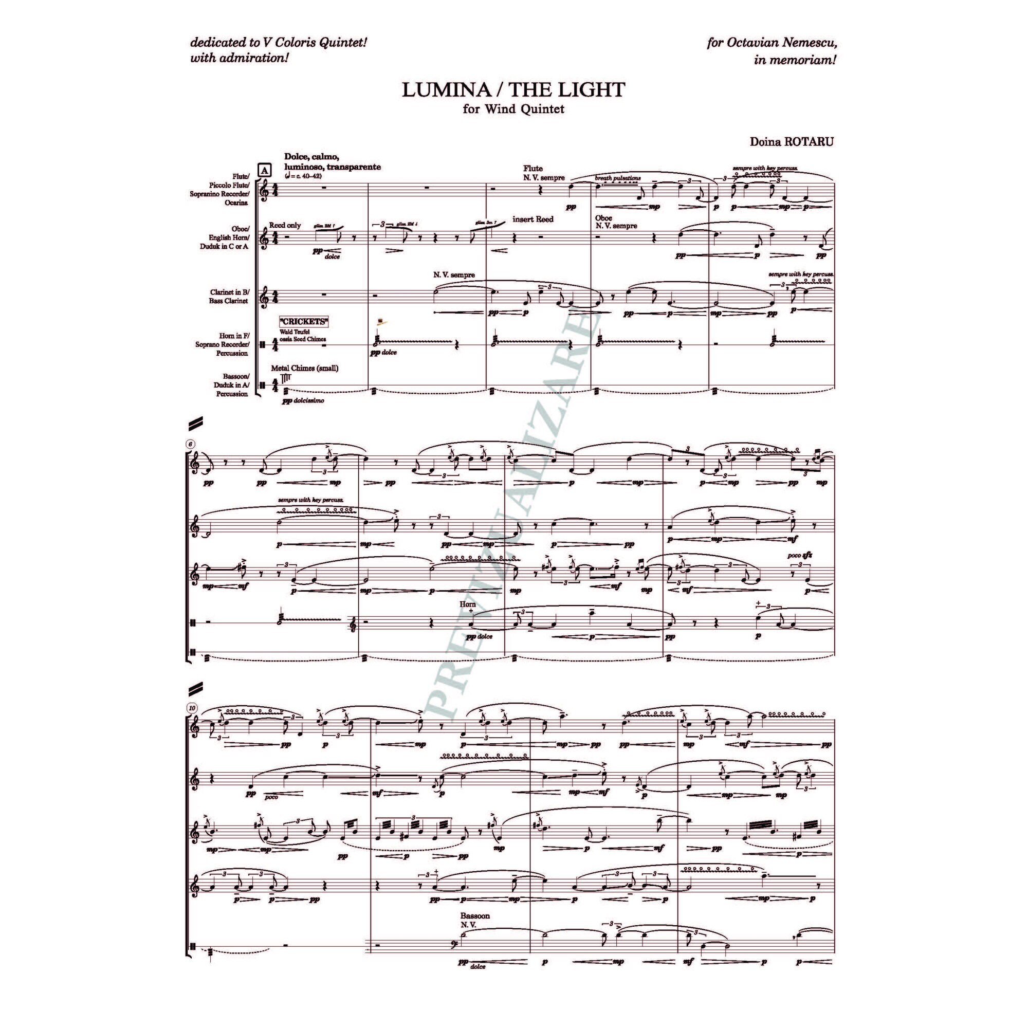 Lumina - pentru cvintet de suflatori - Doina Rotaru - eMAG.ro