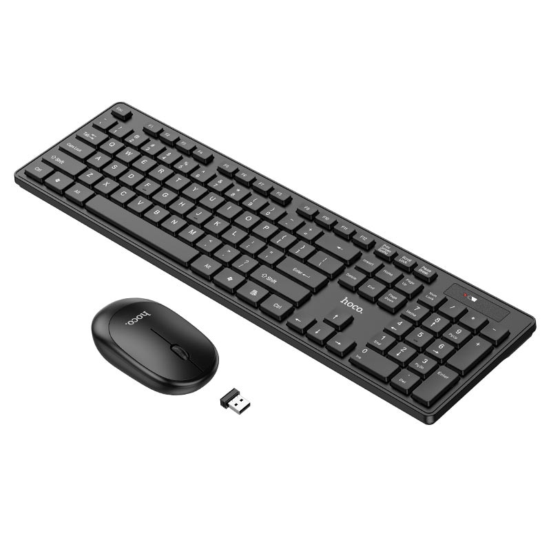 Tastatura standard fara fir cu mouse wireless, 1600 DPI, 2.4 GHz, Negru ...