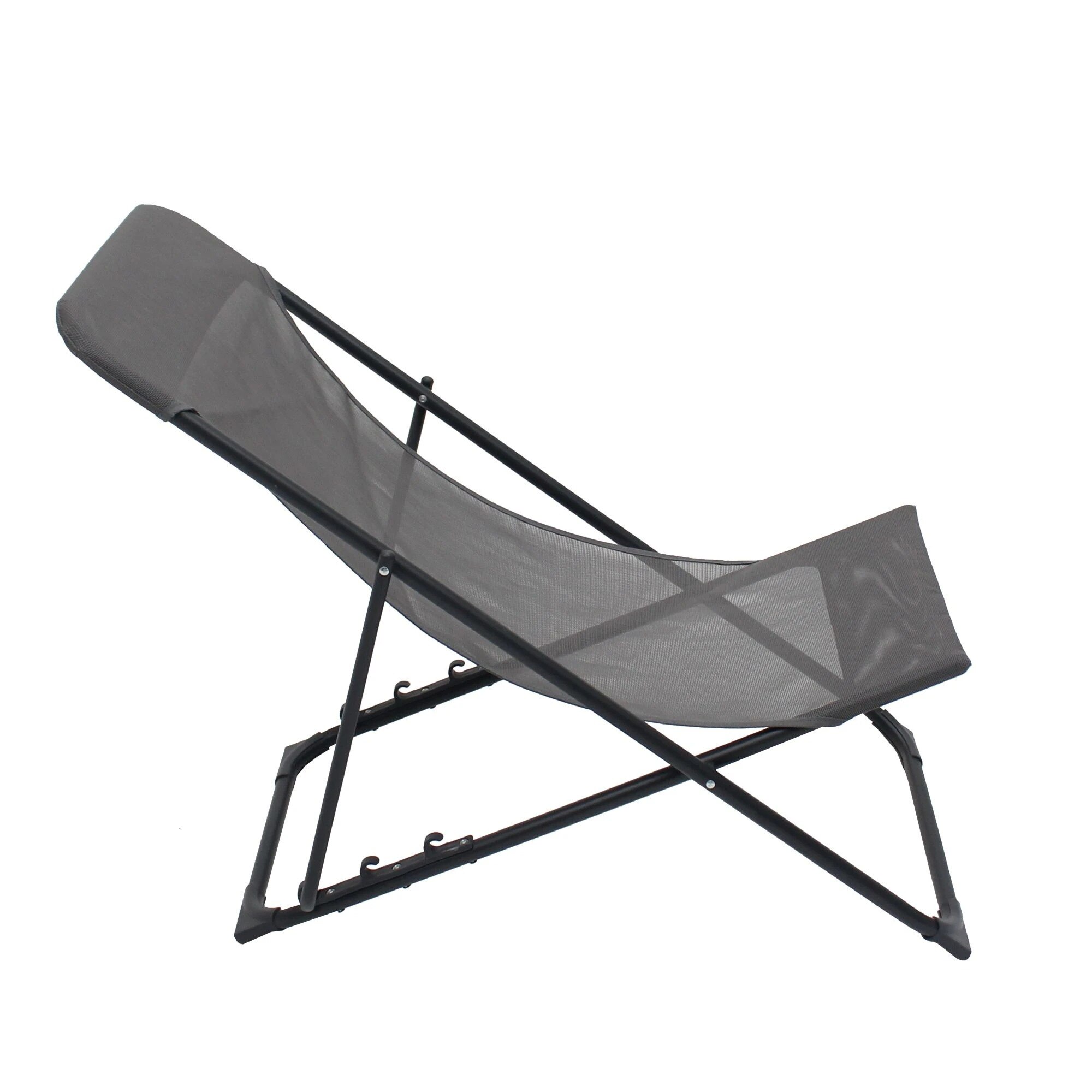 Scaun pliabil de gradina, otel/textil, 98 x 55.5 x 90 cm, gri - eMAG.ro