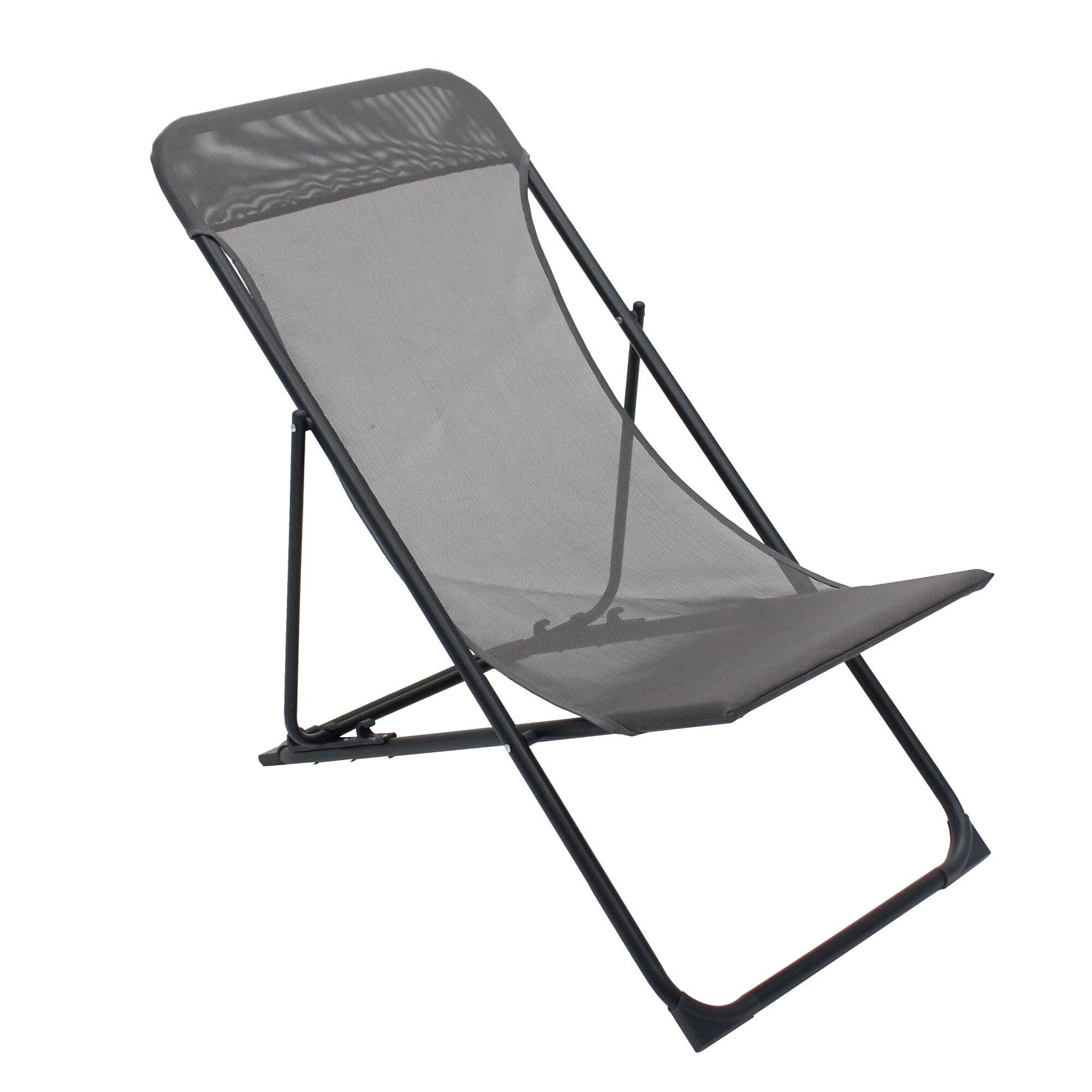 Scaun pliabil de gradina, otel/textil, 98 x 55.5 x 90 cm, gri - eMAG.ro