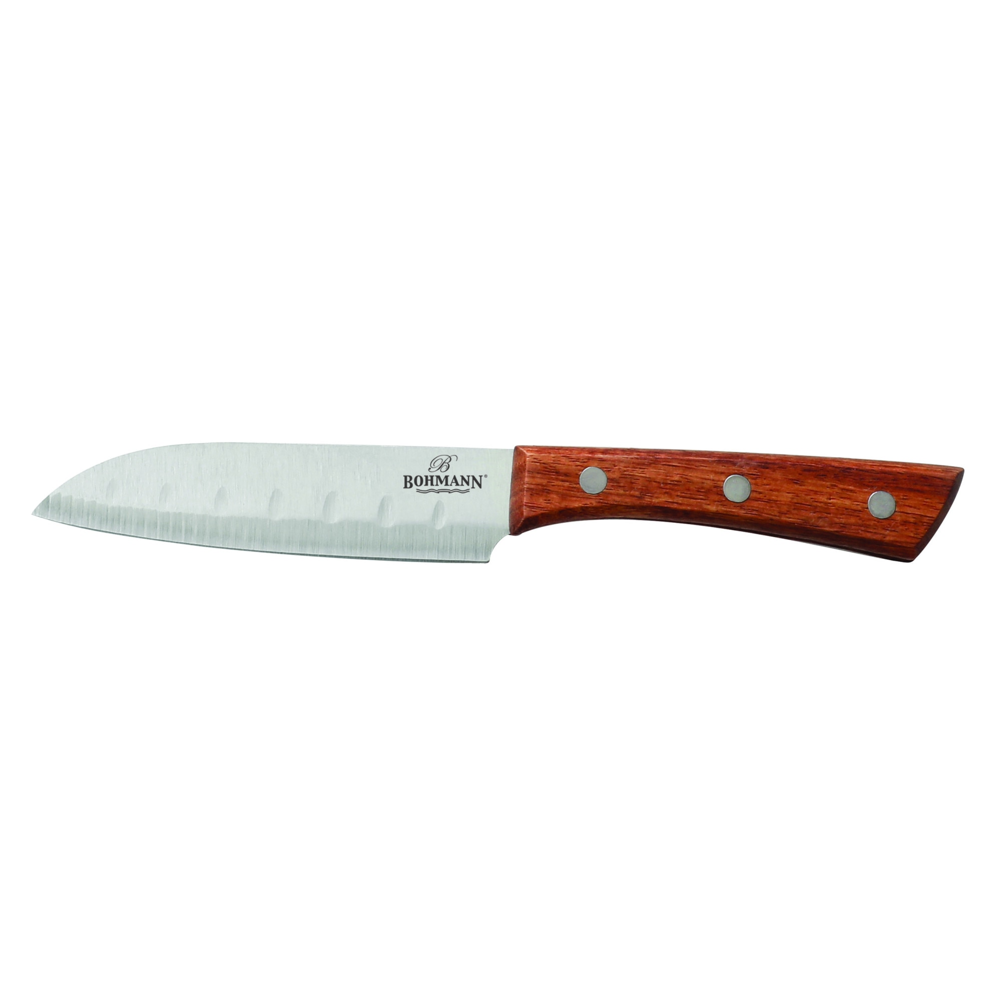 Cutit santoku cu lama din inox si maner din lemn Bohmann, 13cm - eMAG.ro