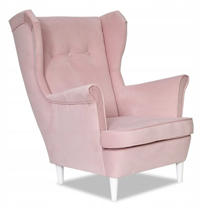 Fotoliu Ari, Model Trinity, 104x84x92 cm, Catifea/Lemn, Roz pudrat ...