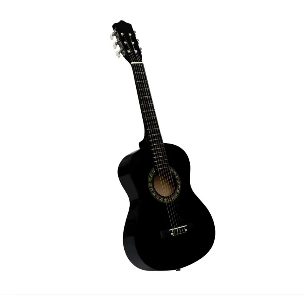 Chitara Clasica 4/4 Neagra, 38" (95cm), Lemn, 6 Corzi metalice, 20 De ...