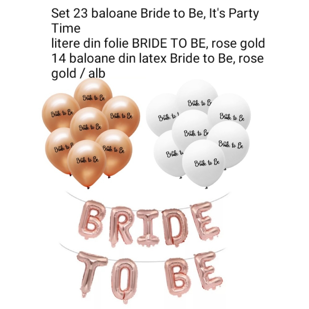 Set 23 baloane Bride To Be, petrecere logodna, nunta, burlacite, rose ...