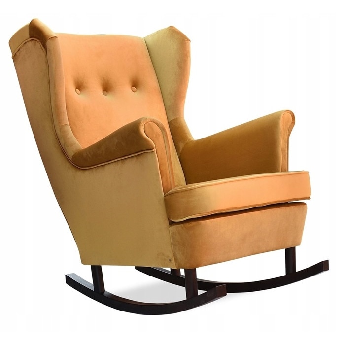 Fotoliu/Balansoar Ari, Model Amore, 104x84x92 cm, Catifea/Lemn, Galben ...