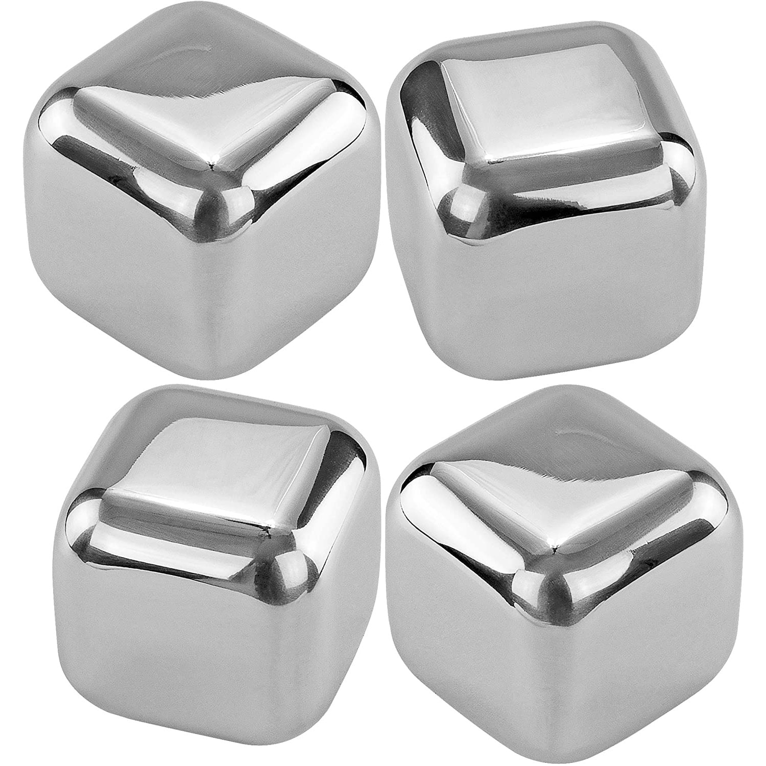 Set 10 cuburi gheata reutilizabile, Inox, Model cubic, Argintiu - eMAG.ro