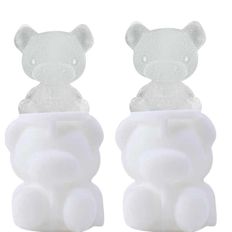 Set 2 tavi cuburi gheata, Silicon, Model urs, Alb - eMAG.ro