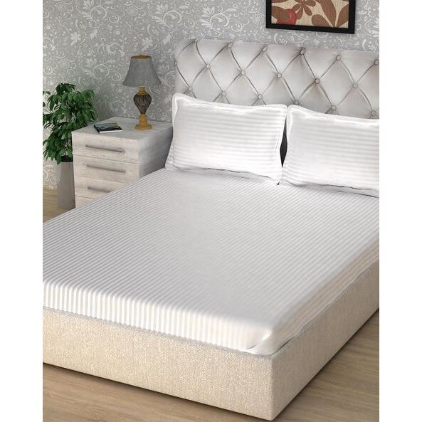 Cearsaf de pat Cotton Deluxe Home Hotel, Bumbac 100%, Damasc dungi ...
