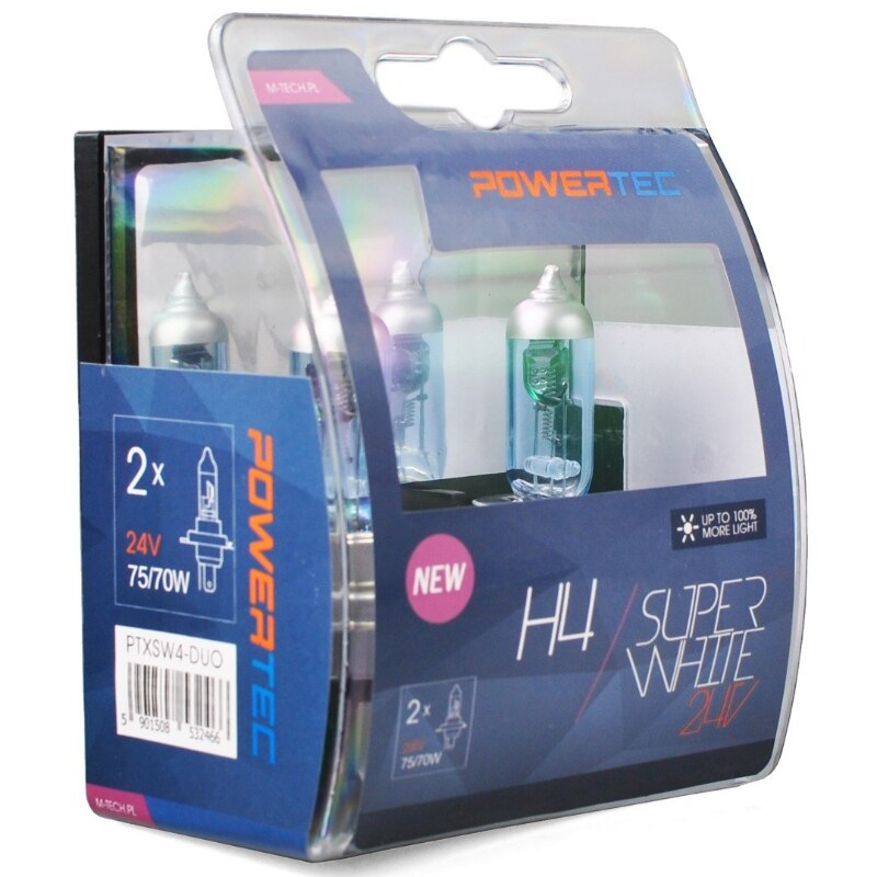 Set 2 becuri auto H4, M-Tech, 24V, 75/70W, 3.450K, Lumina alba - eMAG.ro