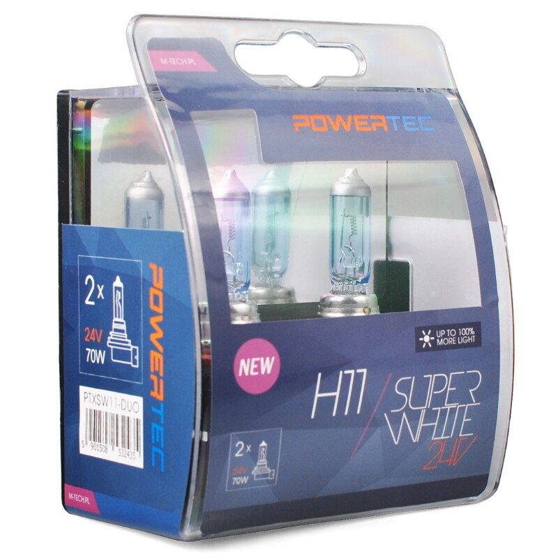 Set 2 becuri auto H11, M-Tech, 24V, 70W, 3.450K, Lumina alba - eMAG.ro