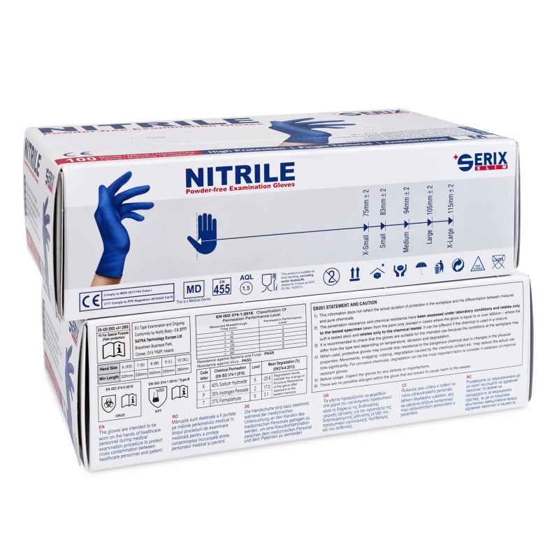 Set 100 Manusi Examinare Nitril Nepudrate Indigo Serix Slim XS - eMAG.ro