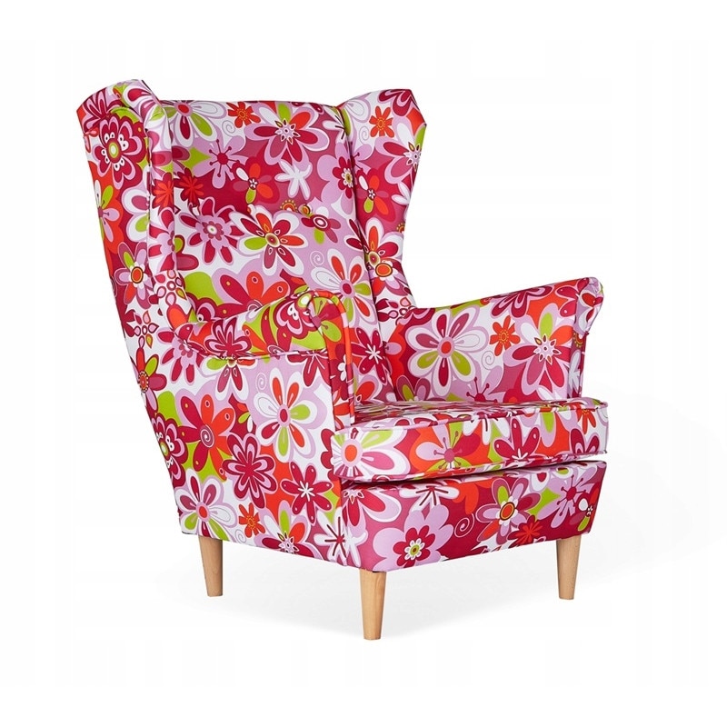 Fotoliu Ari, Model floral, 104 x 84 x 92 cm, Catifea/Lemn - eMAG.ro