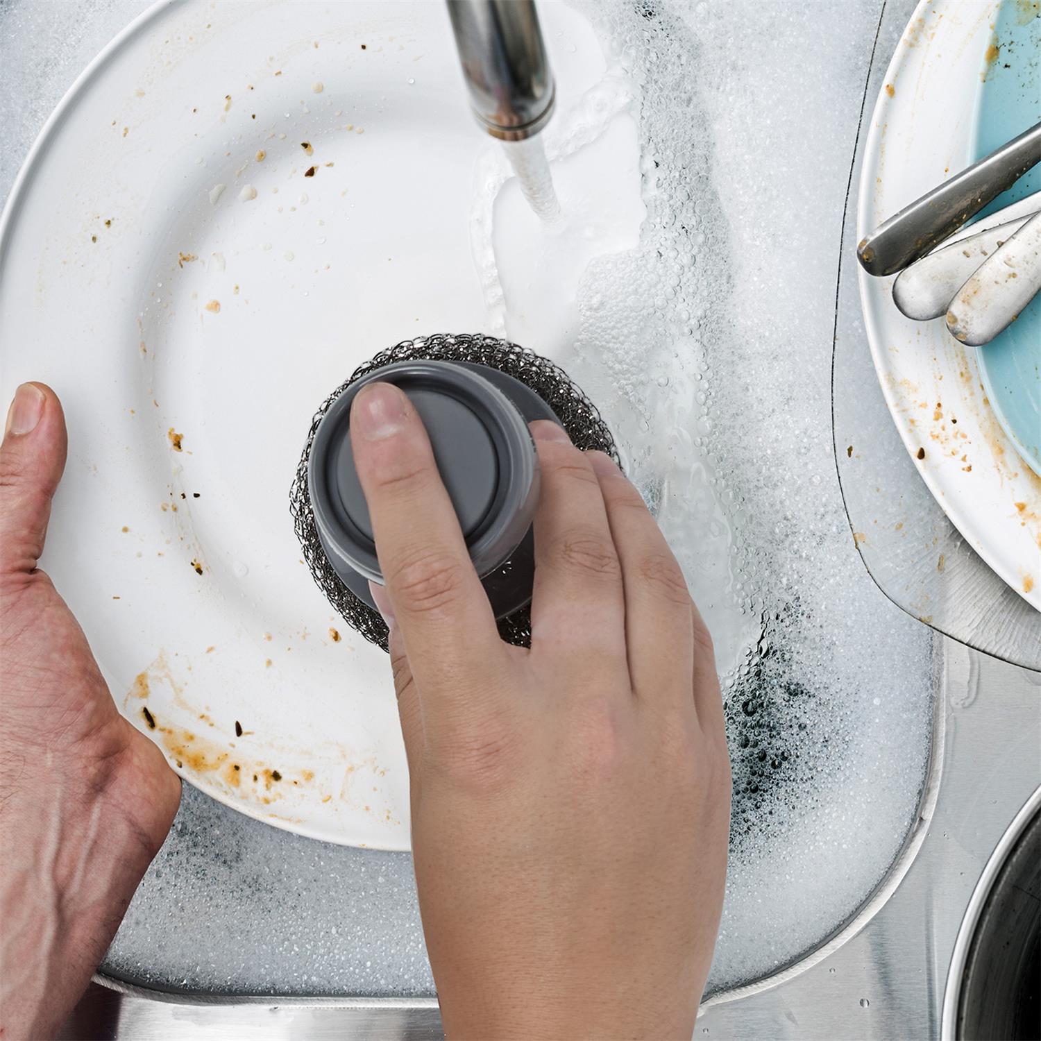 Burete metalic, pentru vesela, cu rezervor detergent lichid - eMAG.ro