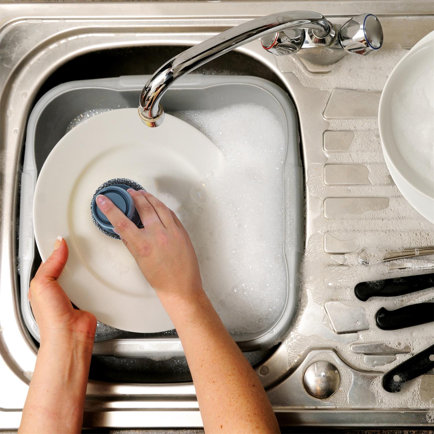 Burete metalic, pentru vesela, cu rezervor detergent lichid - eMAG.ro