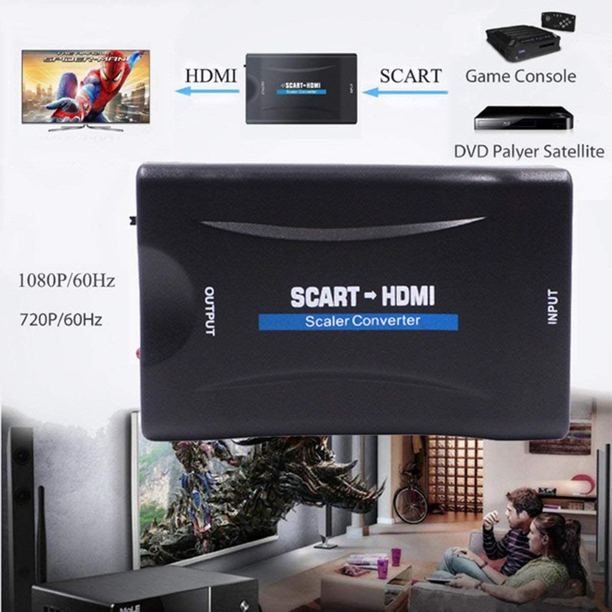Adaptor video, SCART/HDMI, 1080P, Negru - eMAG.ro
