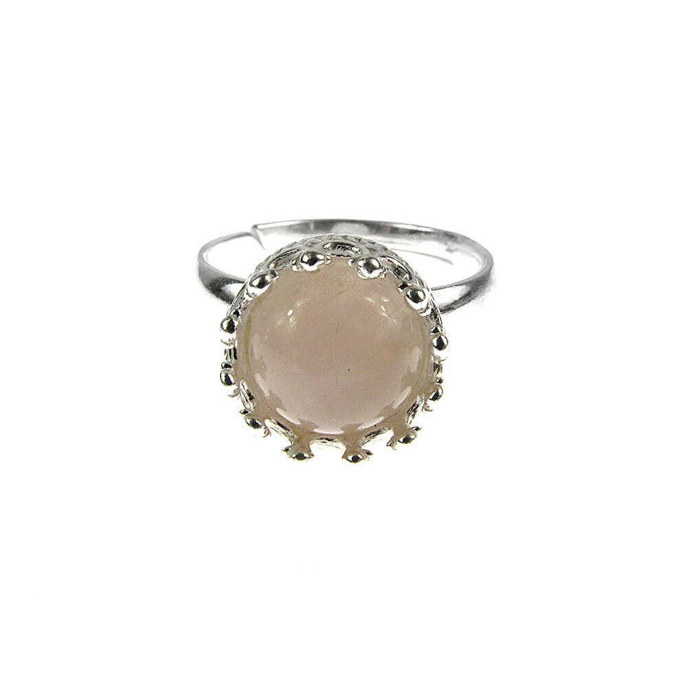 Inel argint reglabil coroana cu cuart roz natural 8 MM, GlamBazaar ...