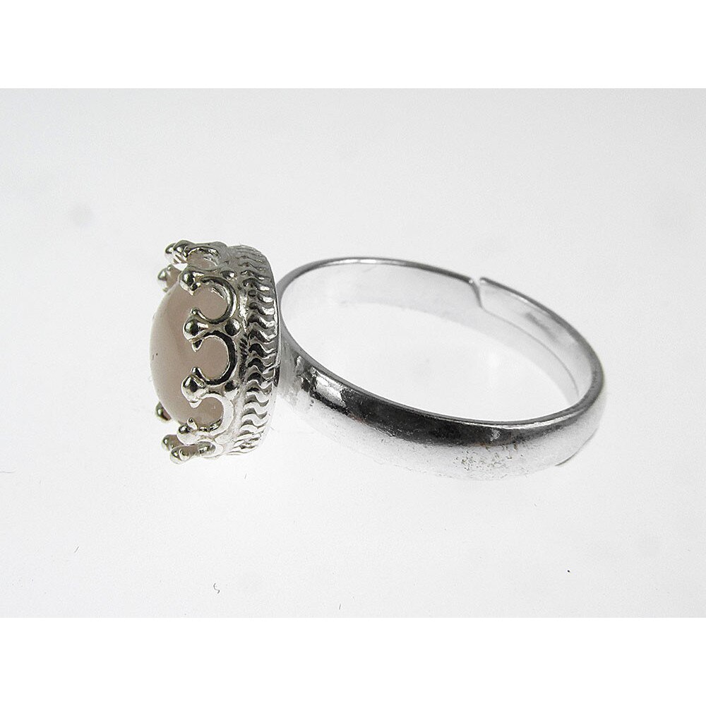 Inel argint reglabil coroana cu cuart roz natural 8 MM, GlamBazaar ...