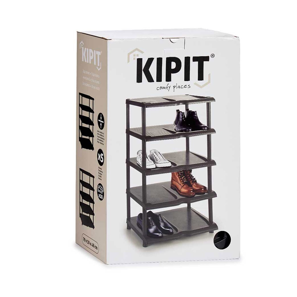 Pantofar din plastic pentru 10 perechi, 48 x 30 x 79 cm, Negru - eMAG.ro
