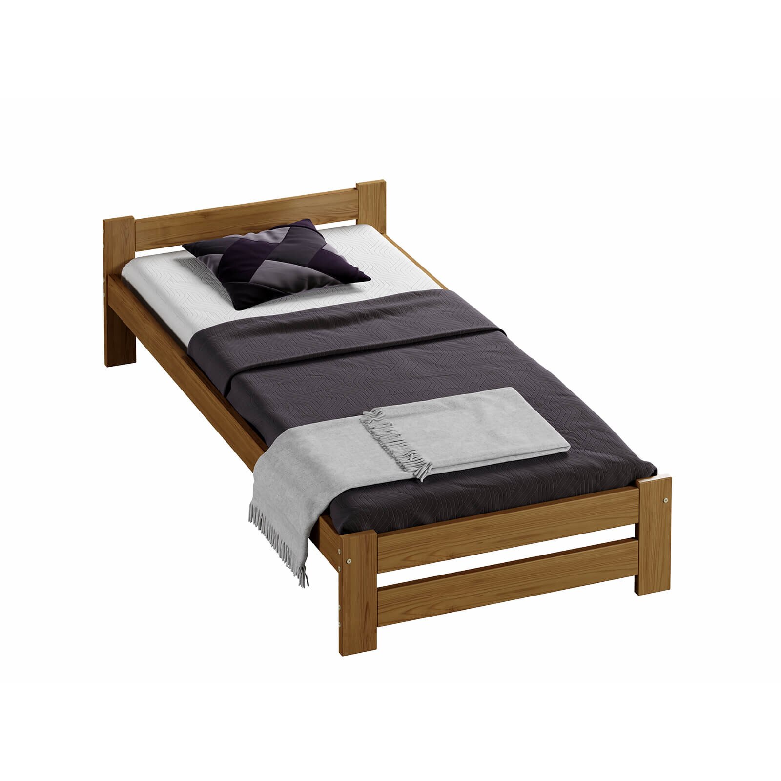 Pat din lemn Inter 90x200 stejar - eMAG.ro