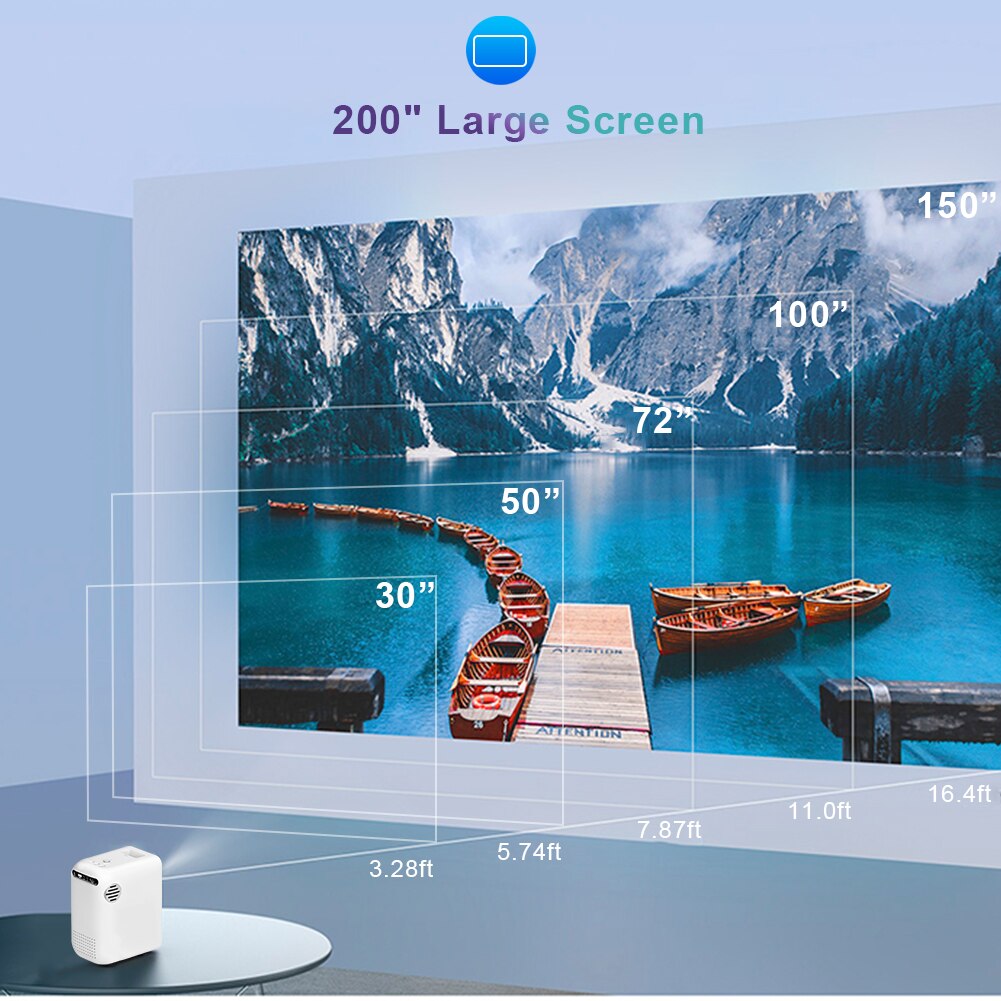 Videoproiector 1080p Nativ, Proiector WIFI 4500 Lumeni, Difuzor ...