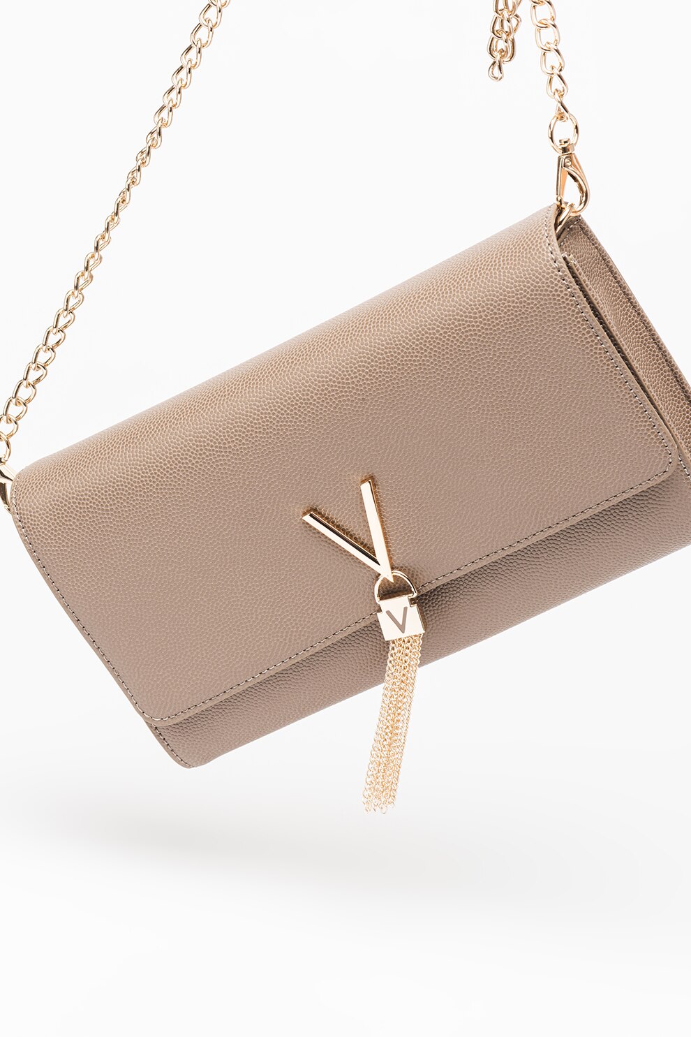 Valentino Bags, Geanta plic cu bareta din lant Divina, Maro taupe - eMAG.ro