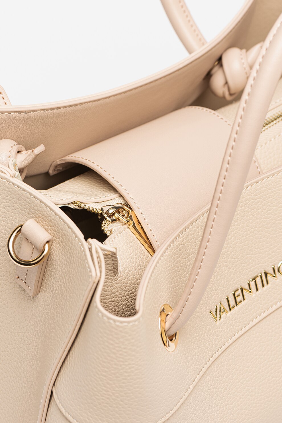 Valentino Bags, Geanta de piele ecologica cu bareta de umar si aspect ...