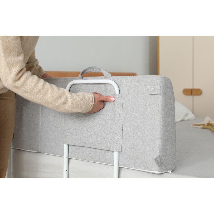 Protectie pat copil, pliabila si super portabila, H 30 cm, 100 cm, Gri ...