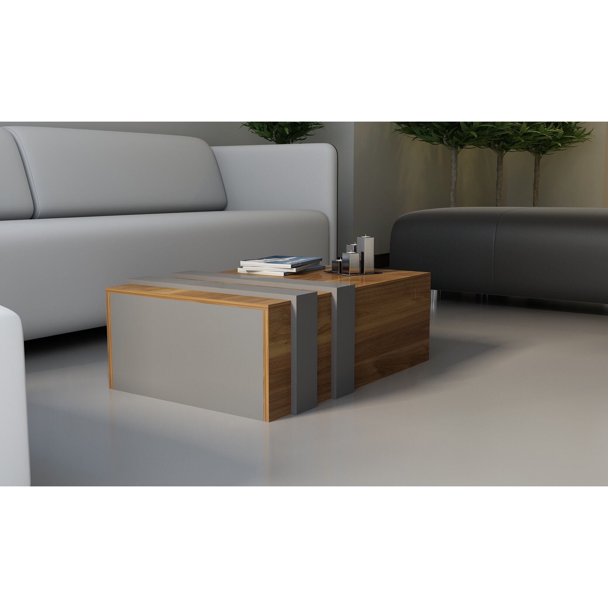 Masuta de cafea Gauge Concept Aymir, 90x60x41 cm, nuc, PAL - eMAG.ro