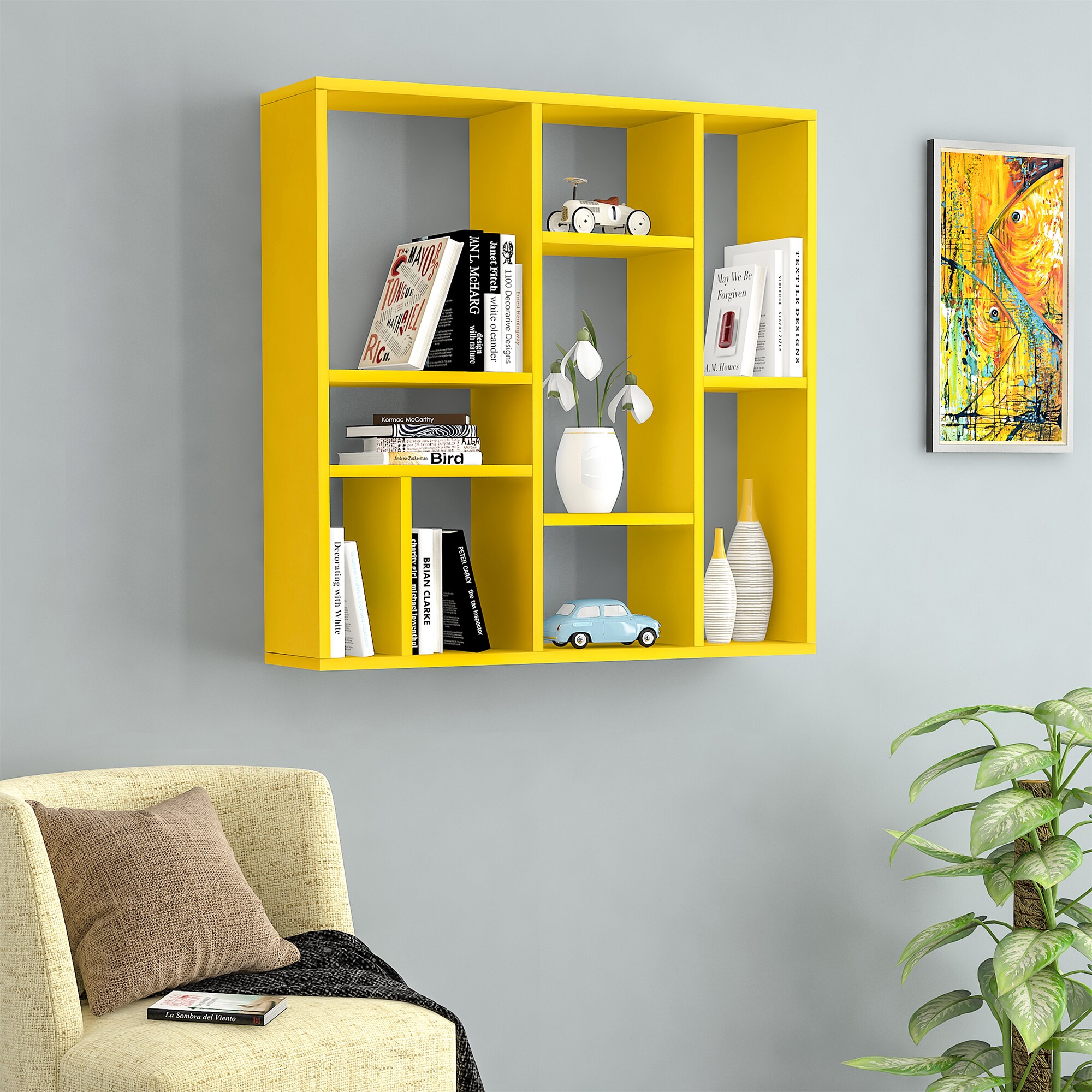 Etajera Gauge Concept Laden, 100x100x22 cm, galben, PAL - eMAG.ro