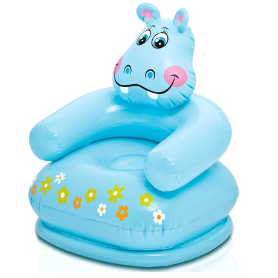 Scaun gonflabil in forma de hipopotam pentru copii, Intex, Albastru, 65 ...