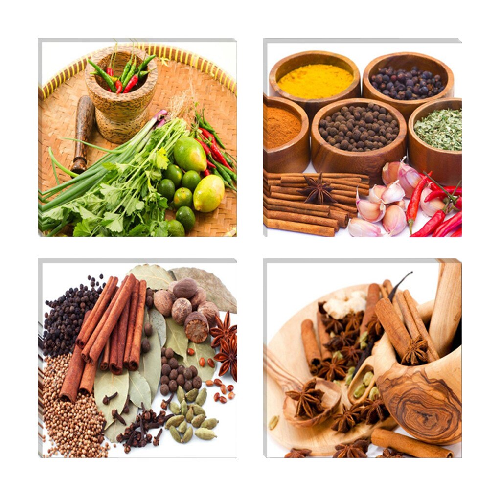 Tablou multicanvas cu condimente pentru bucatarie 4x30x30cm, VSR6609 ...