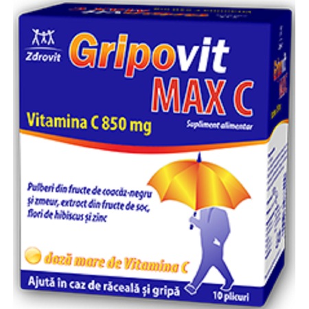 Gripovit MAX C, Zdrovit, 10 plicuri - eMAG.ro