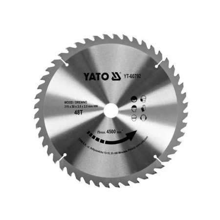 Disc circular pentru lemn Yato YT-60792, 315x3.5x30mm, 48T - eMAG.ro