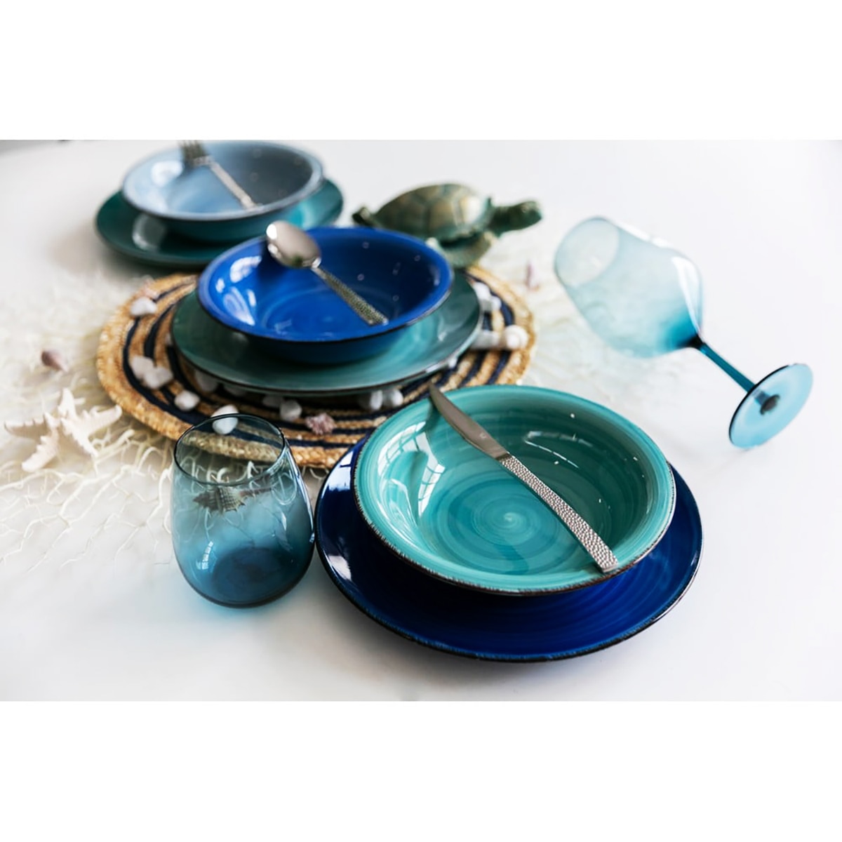 Set de farfurii, Ceramica, 18 piese, Albastru - eMAG.ro